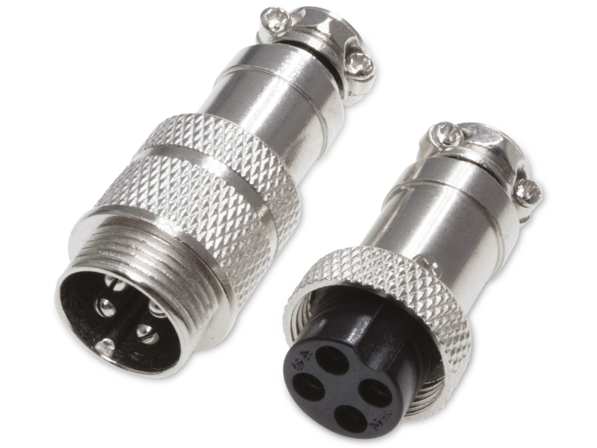 Rundsteckverbinder, 4-polig, 60V, 7A, Lötanschluss, IP55, wire to wire ...